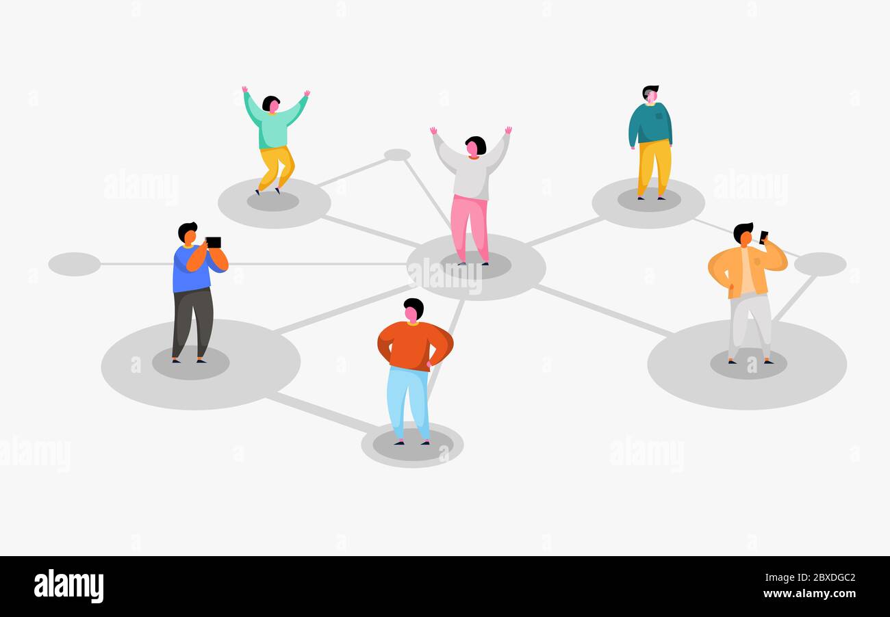 Connecting people. Social network concept. Refer a friend program ...