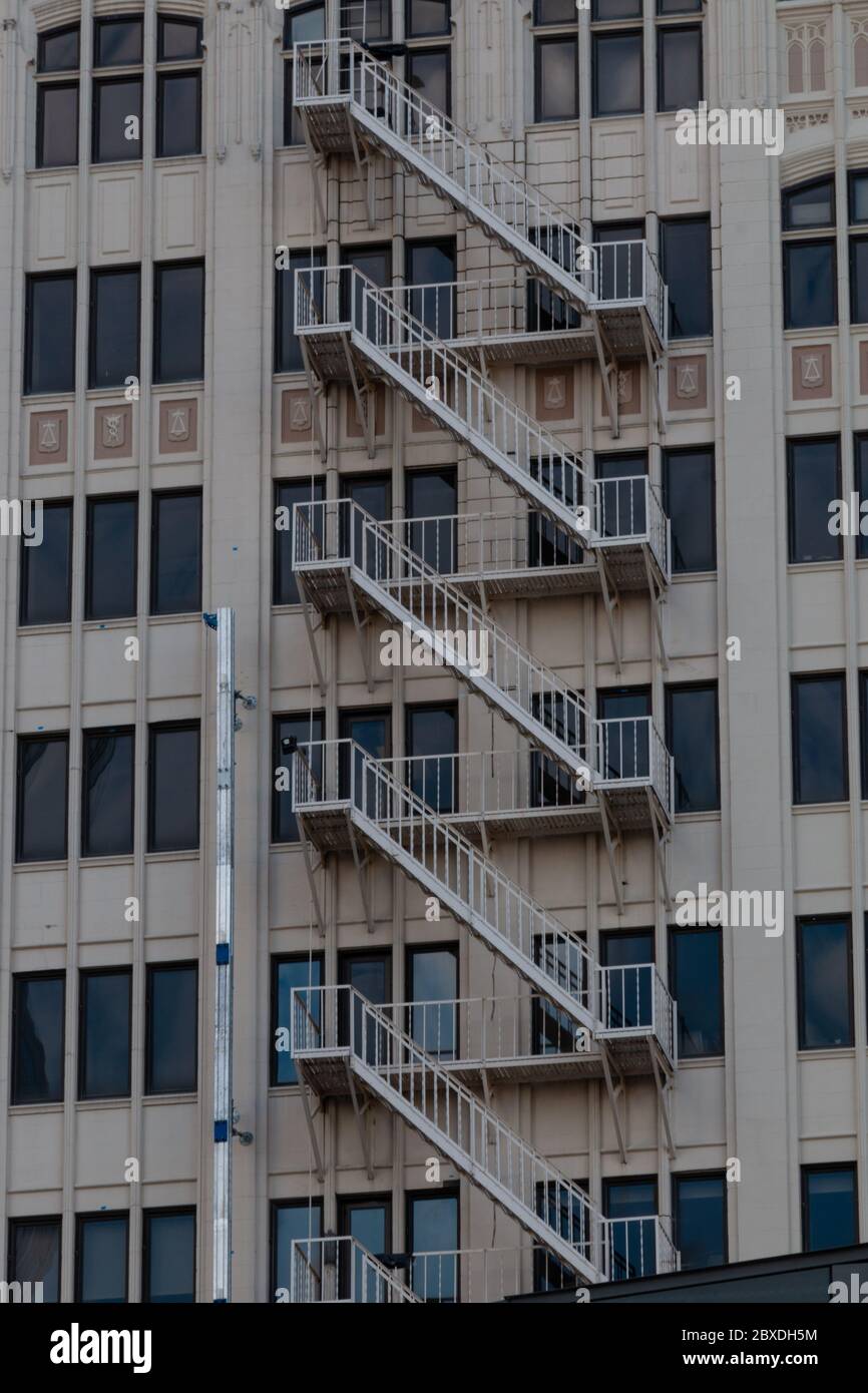 Fire Escape on Side of SkyScraper Stock Photo - Alamy