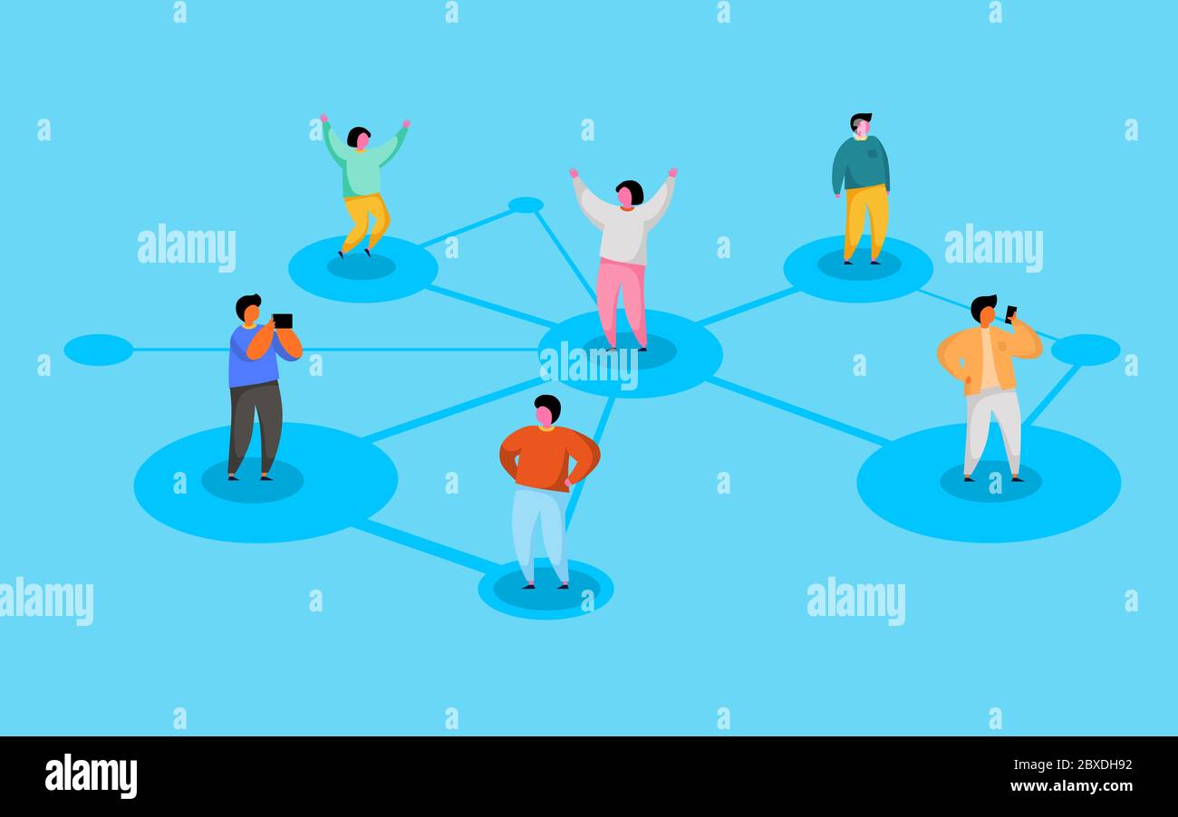 Connecting people. Social network concept. Refer a friend program ...