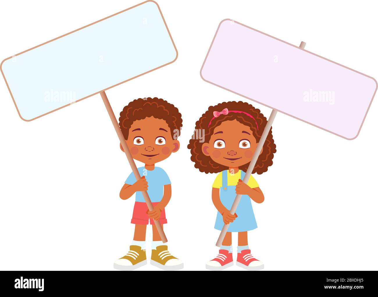 African Child holding banner. Vector illustration Stock Vector Image ...