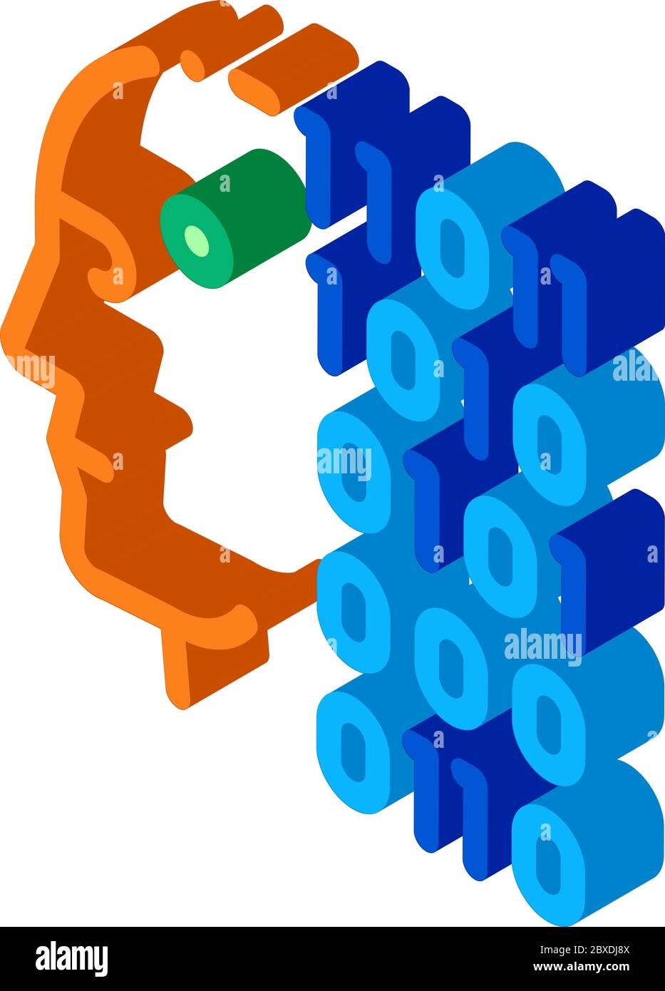 robot binary code isometric icon vector illustration Stock Vector Image ...