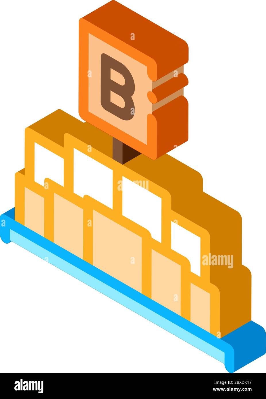 pieces of butter holding letter b sign isometric icon vector ...