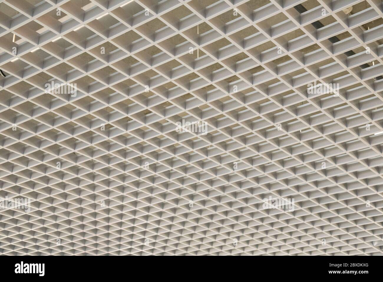 Smooth beautiful white trellis ceiling in the room as a background ...