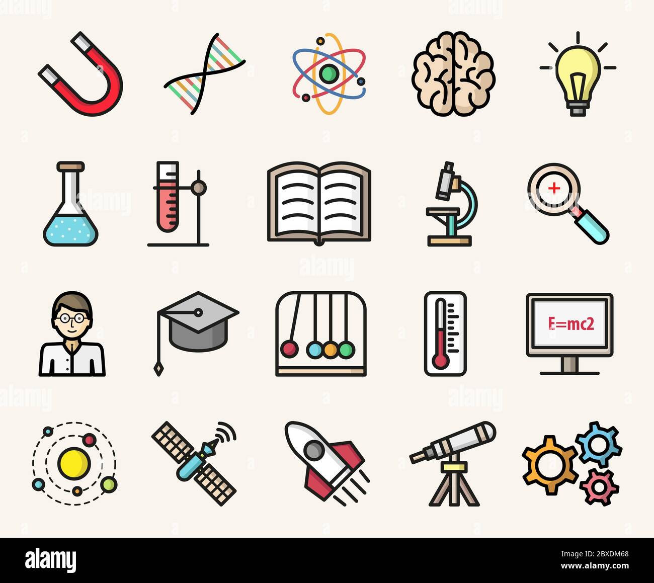 Science and education colorful icons. Modern flat design vector ...