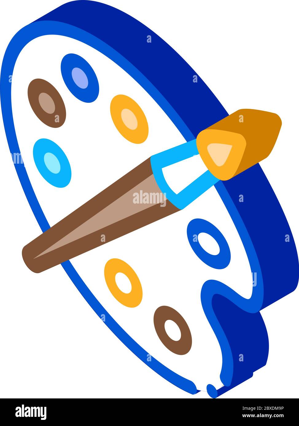 paint palette with brush isometric icon vector illustration Stock ...