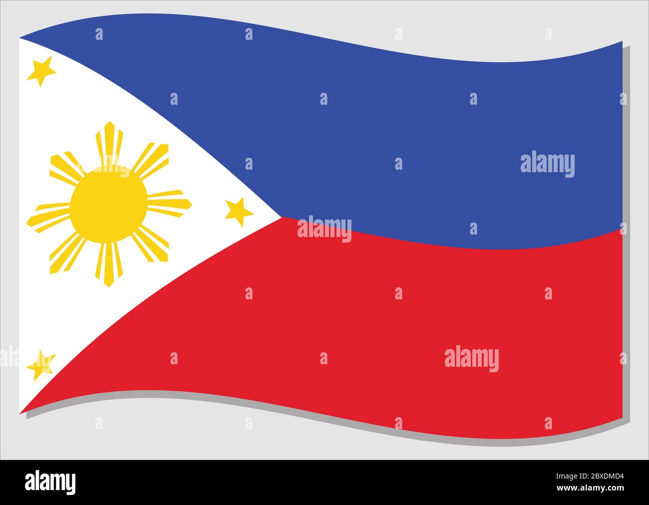 Waving flag of Philippines vector graphic. Waving Filipino flag ...