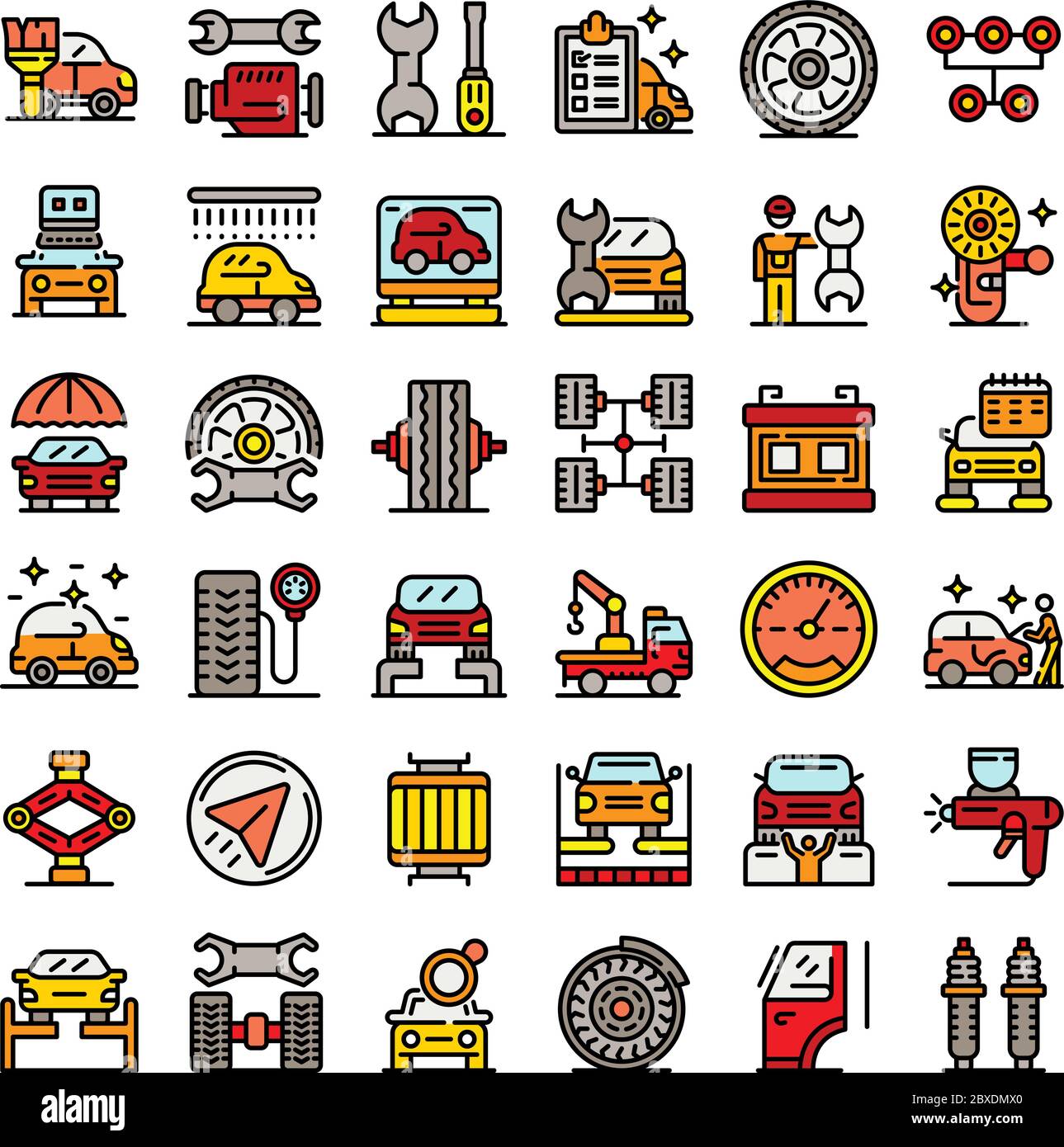 Tire fitting icons set, outline style Stock Vector Image & Art - Alamy