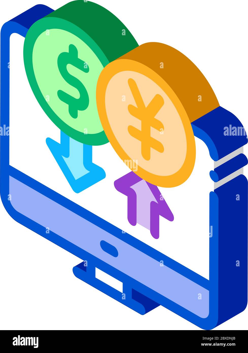 computer currency exchange isometric icon vector illustration Stock ...