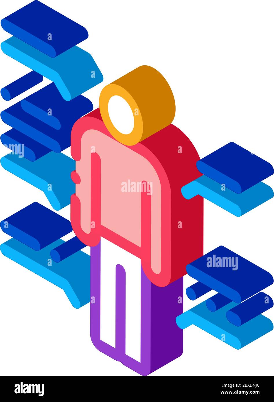 study of human functions isometric icon vector illustration Stock ...