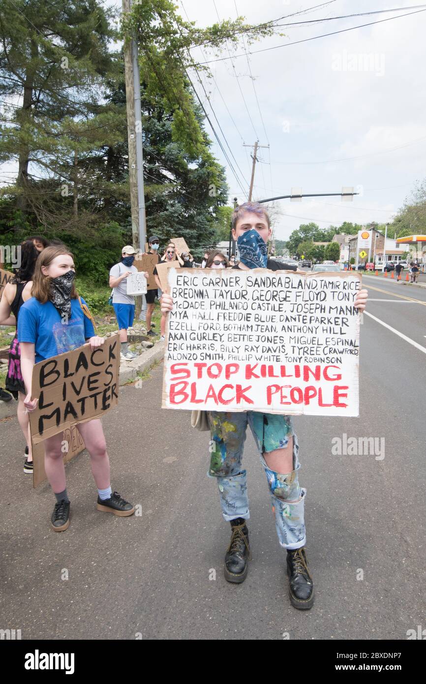 06 June 2020 - Newtown, Pennsylvania, USA - BLM, Black Lives Matter ...