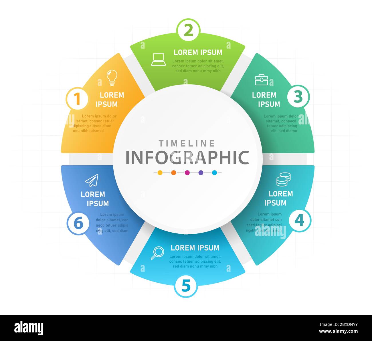 Infographic template for business. 6 steps Mindmap diagram with pie ...