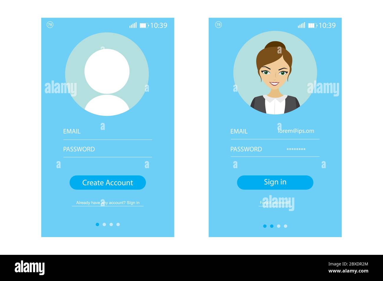 Modern user interface UX, UI screen template for mobile smart phone or ...
