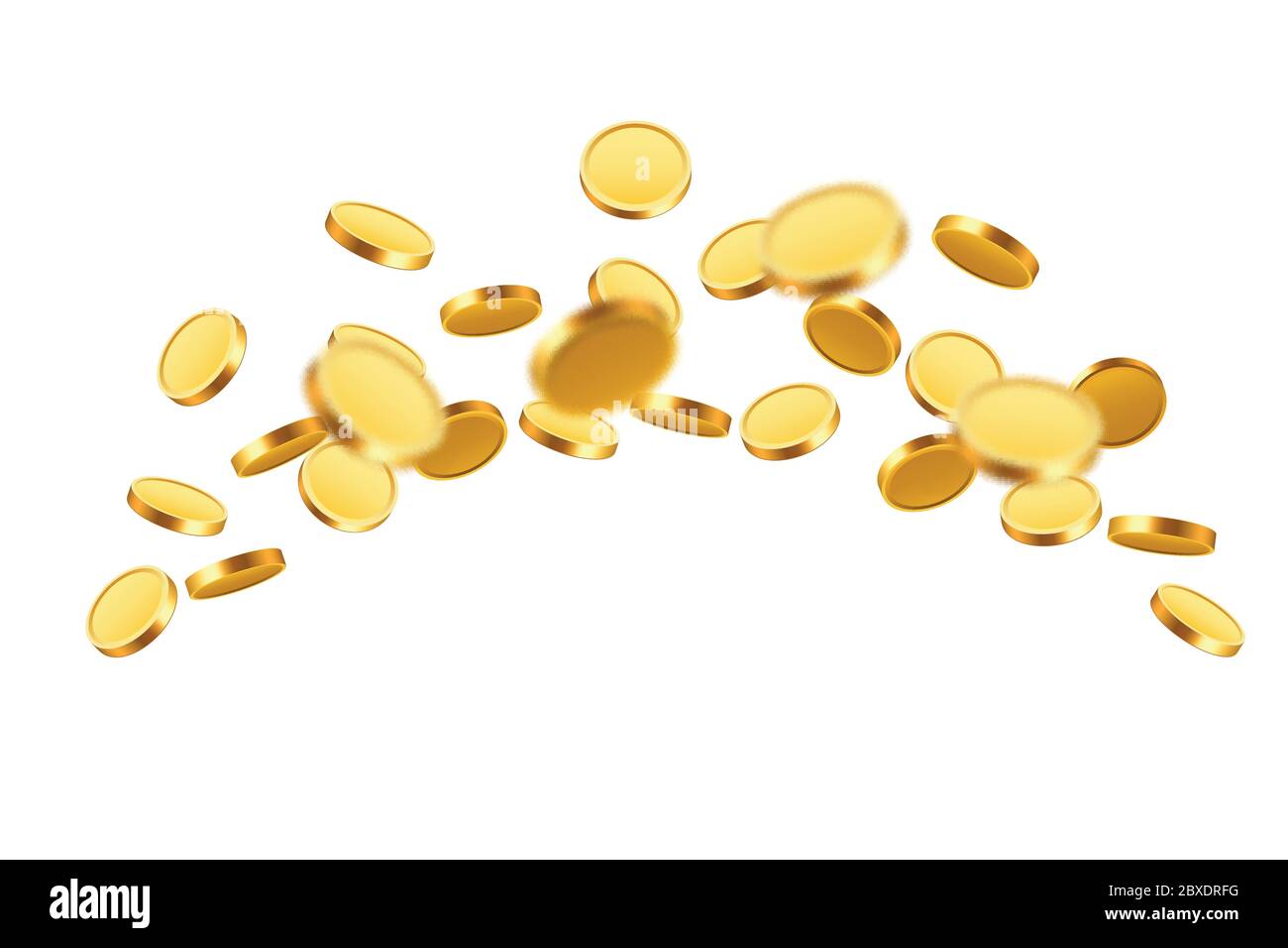 Falling coins, falling money, flying gold coins, golden rain. Jackpot ...