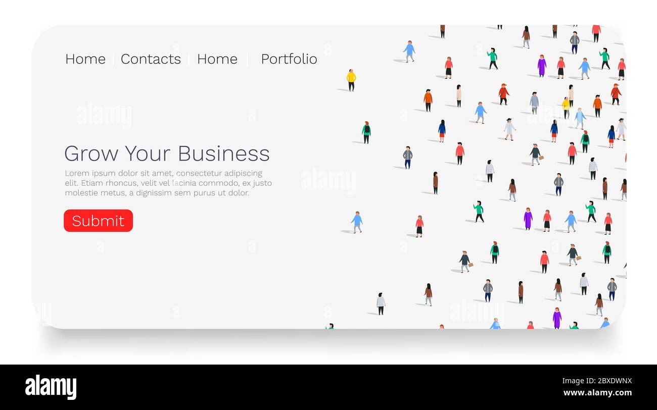 Large group of people on white background. Web site landing page ...