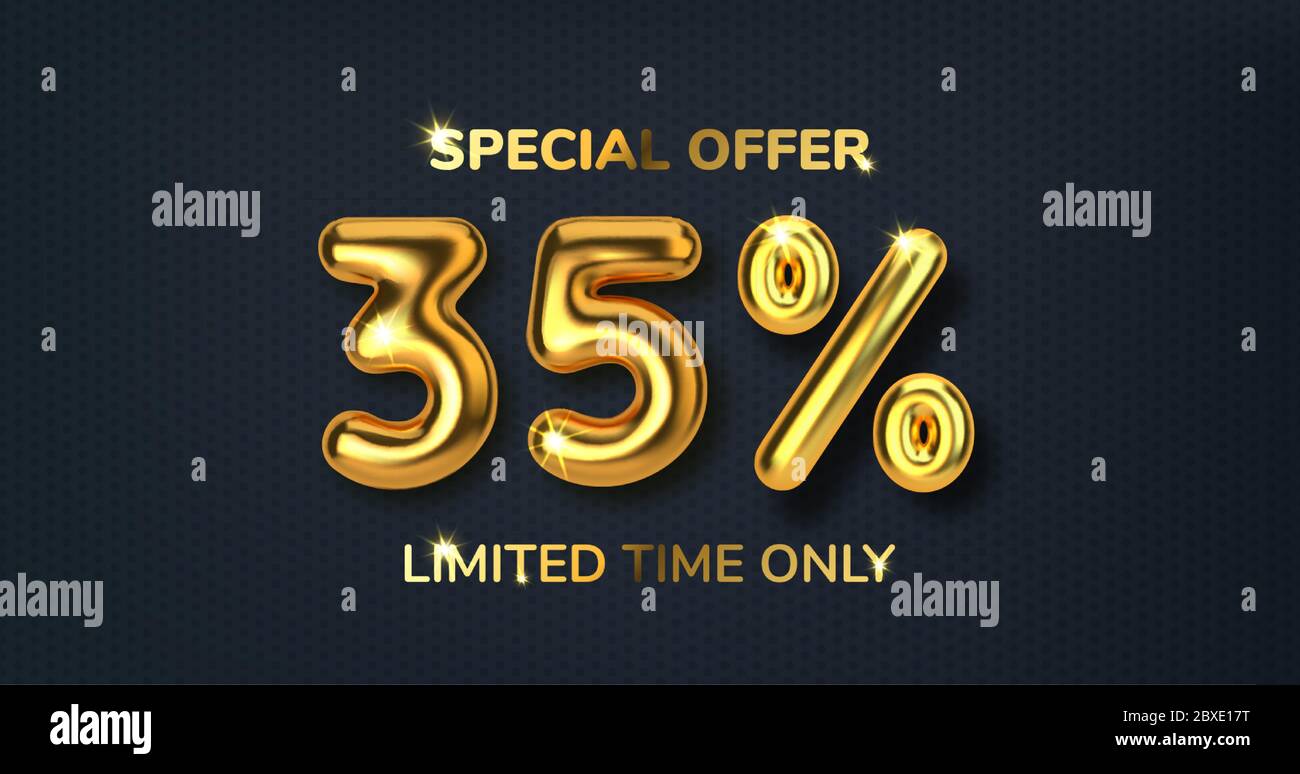 35 off discount promotion sale made of realistic 3d gold balloons ...