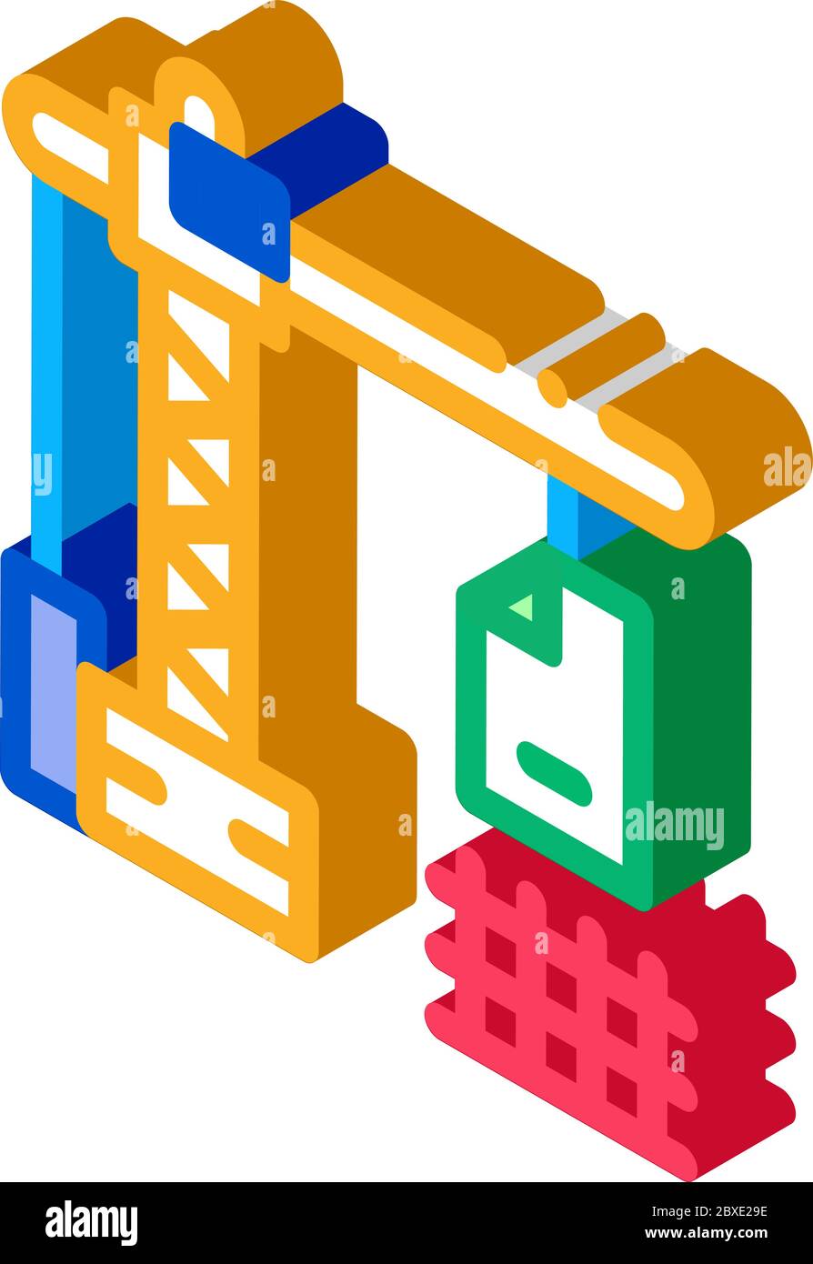 construction crane isometric icon vector illustration Stock Vector ...
