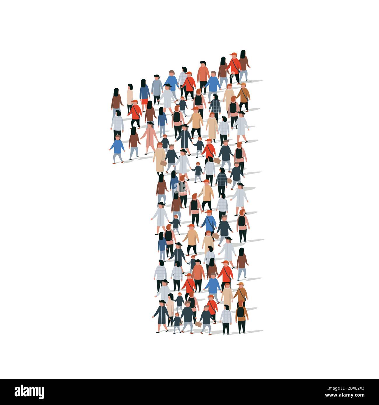 Large group of people in number 1 one form. Vector illustration Stock ...