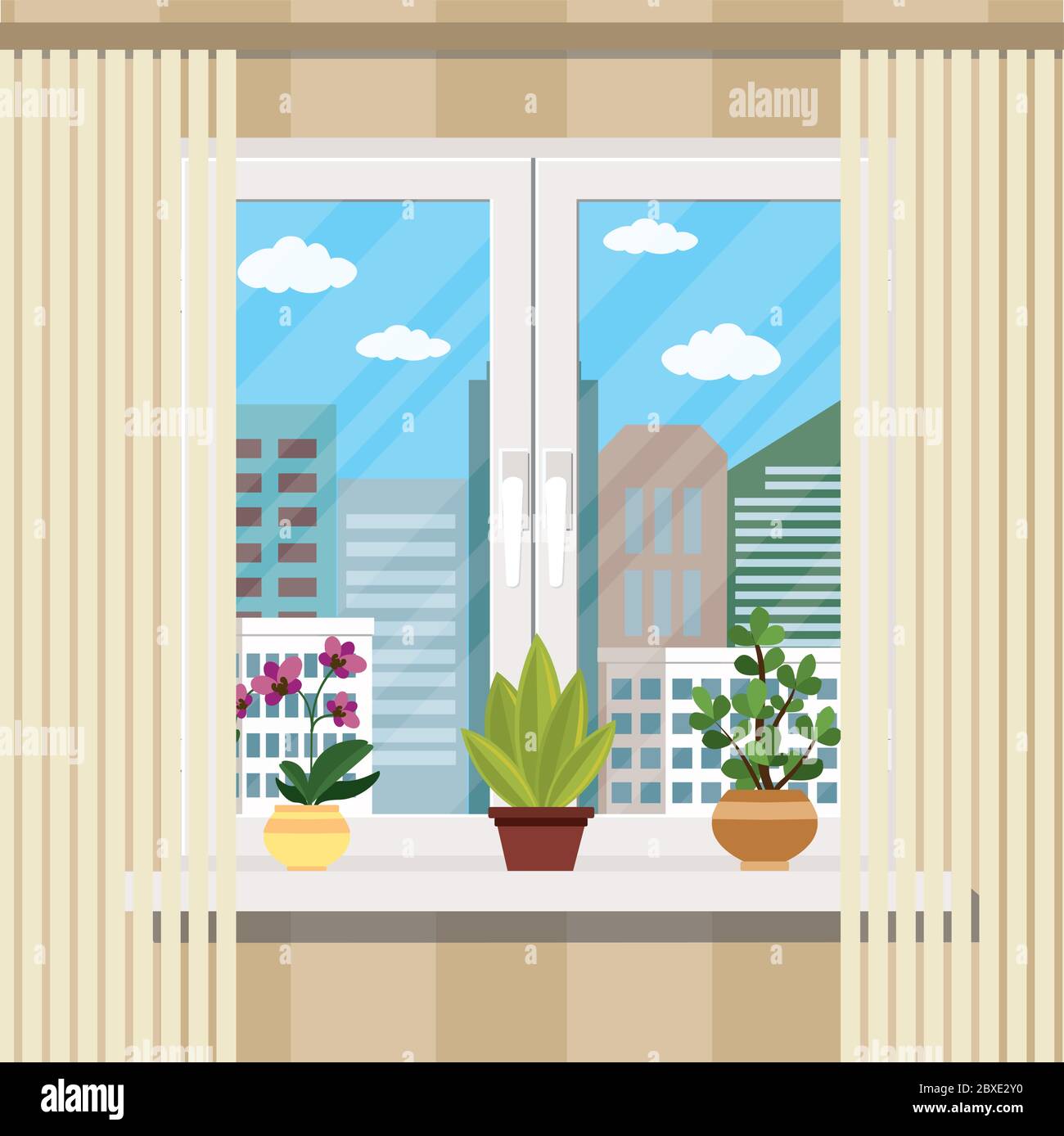Flowers inside window Stock Vector Images - Alamy