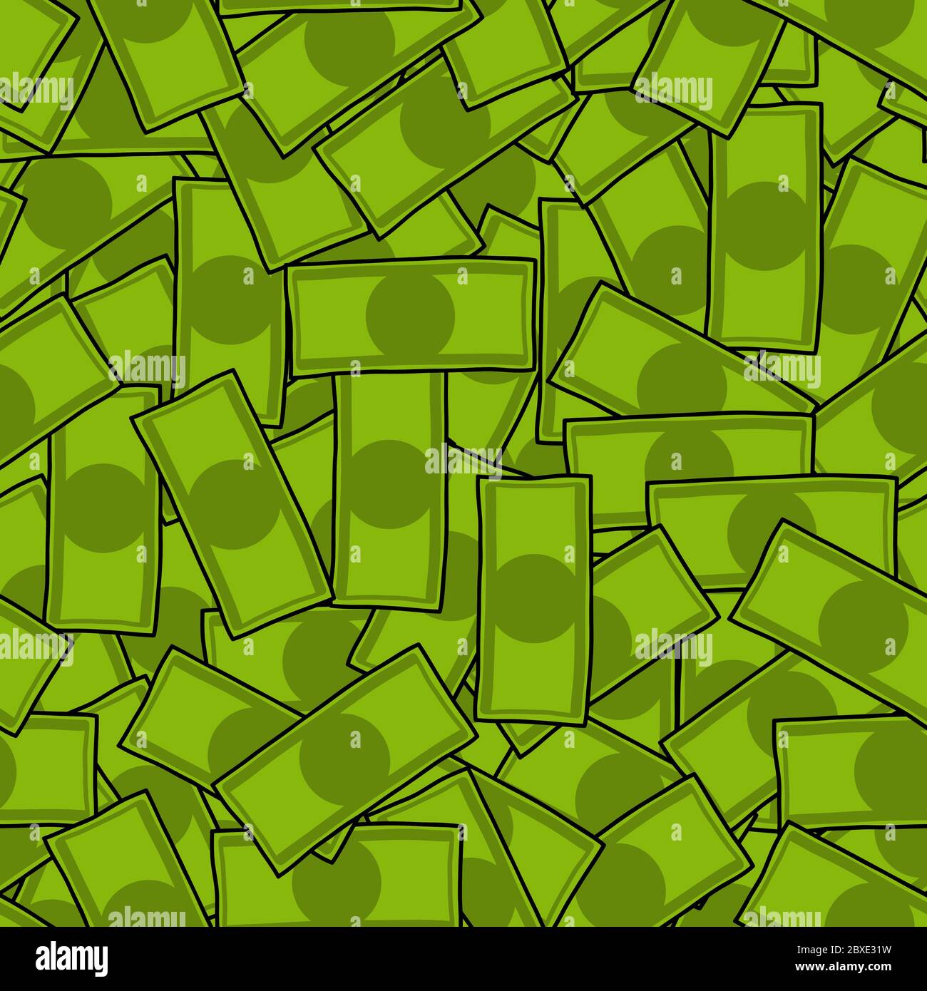 Seamless pattern of green dollar bills. Mountain of money in the style ...