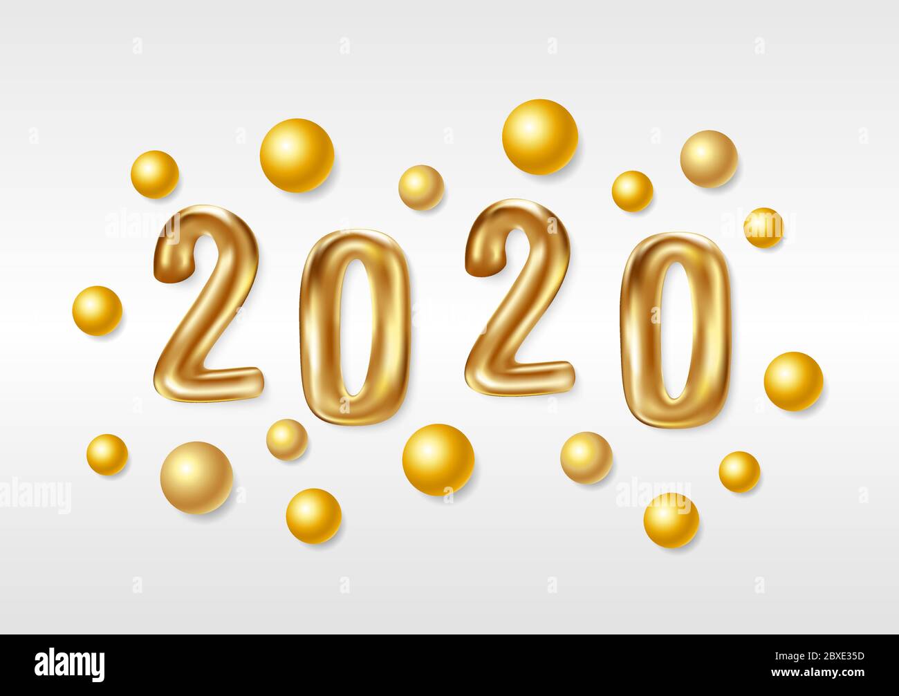 Happy New 2020 Year. Holiday vector illustration of golden metallic ...