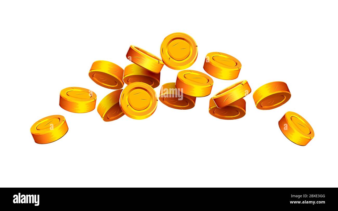 Falling coins, falling money, flying gold coins, golden rain. Jackpot ...