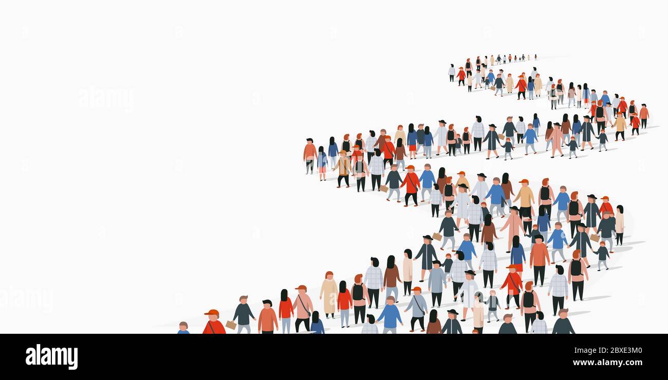 Crowd of buisness people standing in a line. People crowd. Vector ...