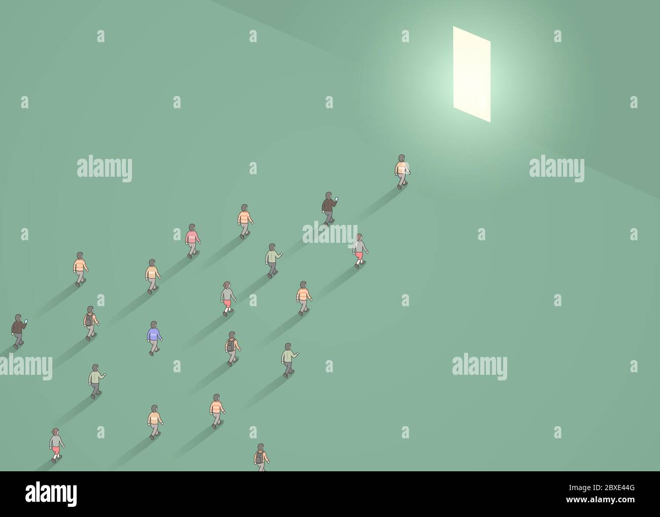 Crowd coming through door Stock Vector Images - Alamy