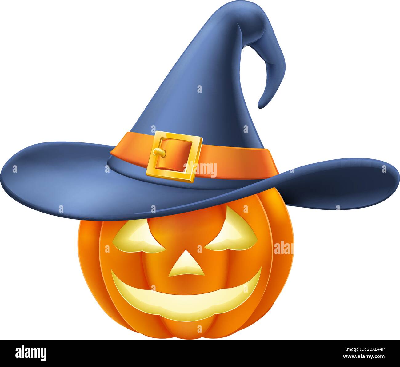 Pumpkin Wearing Witch Hat Halloween Cartoon Stock Vector Image & Art ...