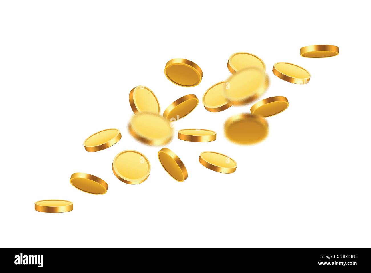 Falling coins, falling money, flying gold coins, golden rain. Jackpot ...