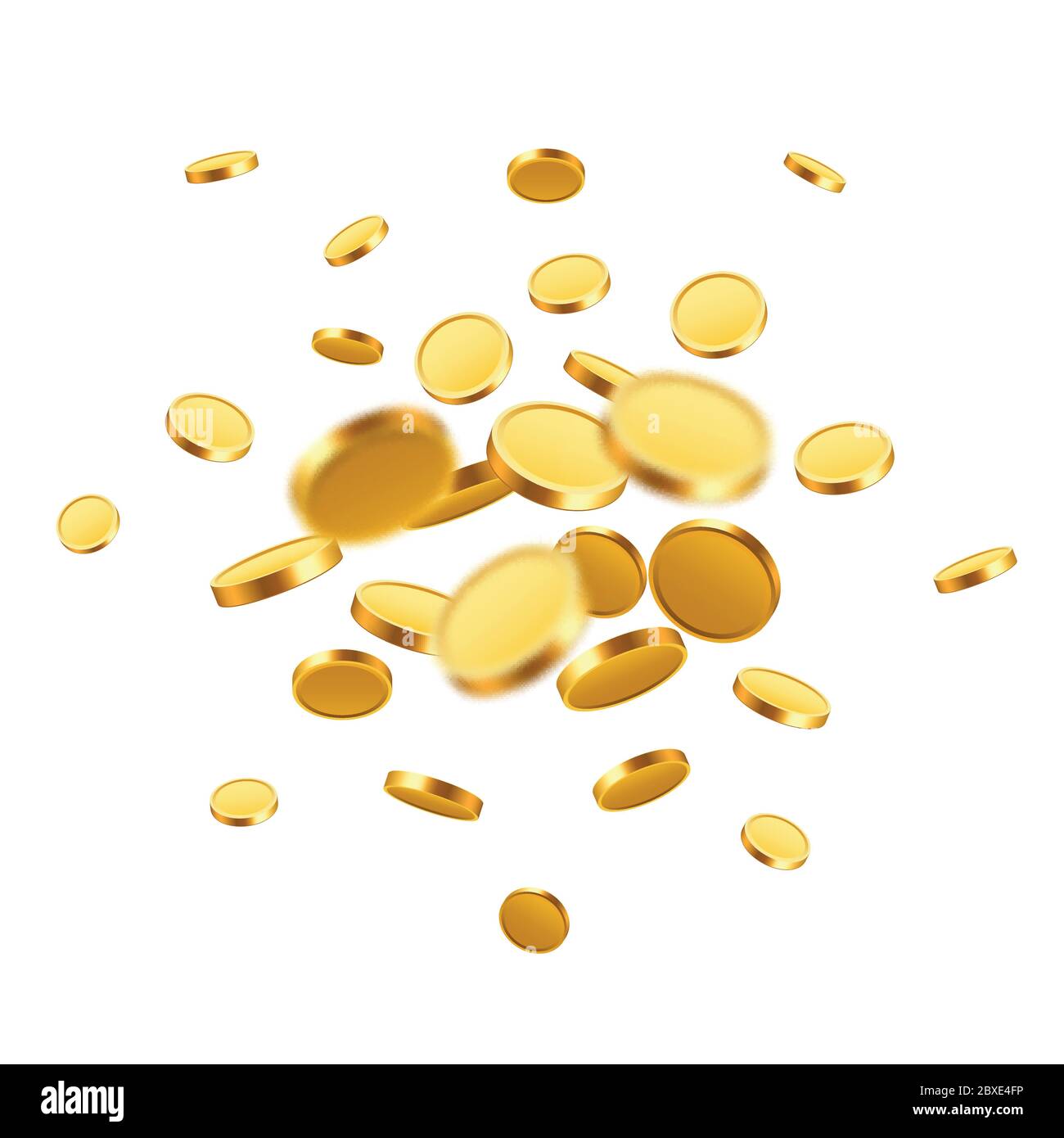 Falling coins, falling money, flying gold coins, golden rain. Jackpot ...