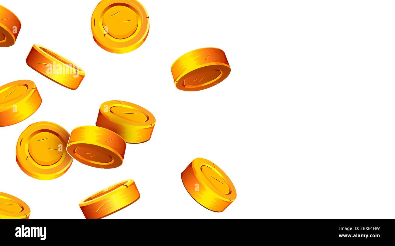 Falling coins, falling money, flying gold coins, golden rain. Jackpot ...