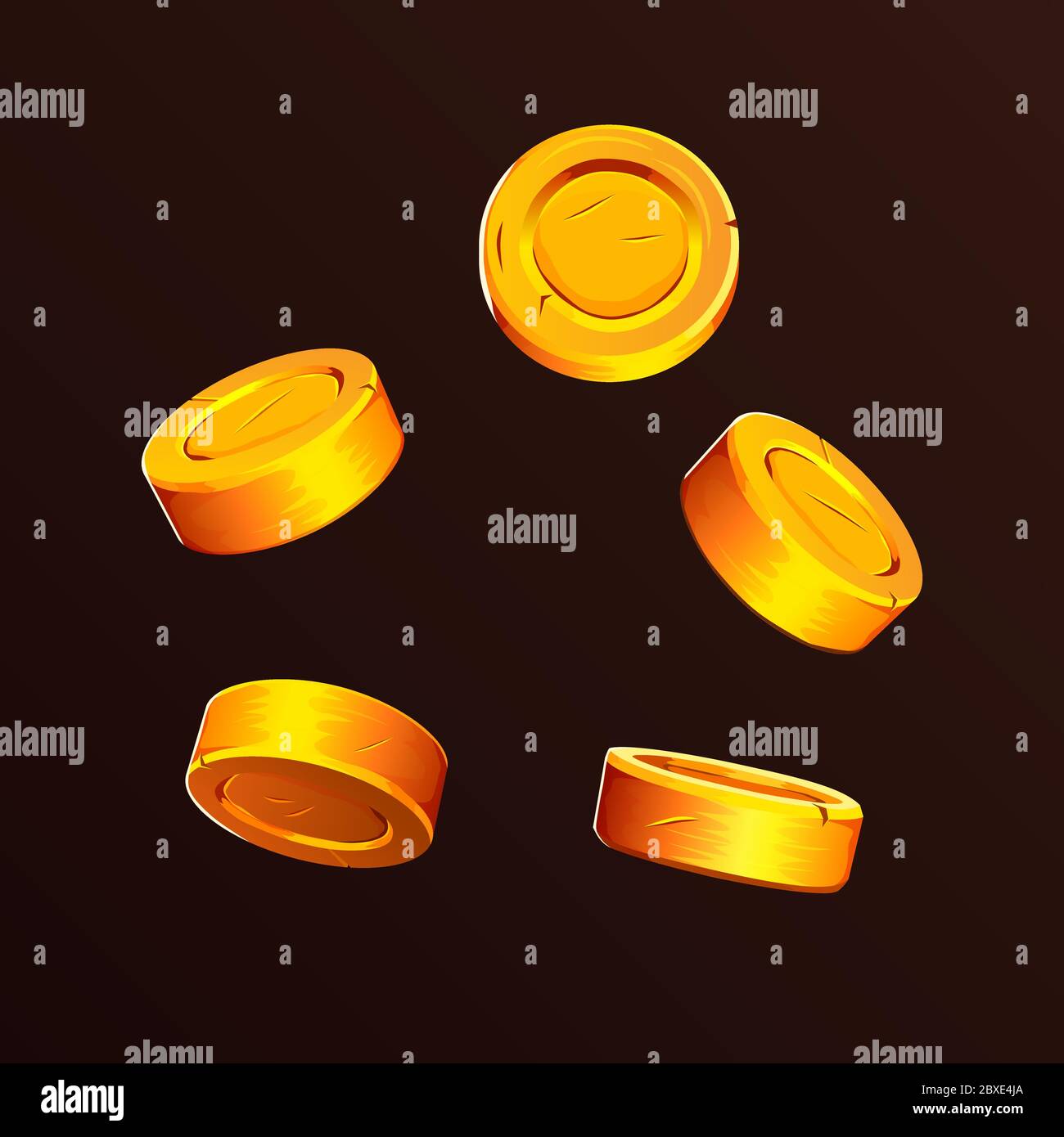 Falling coins, falling money, flying gold coins, golden rain. Jackpot ...