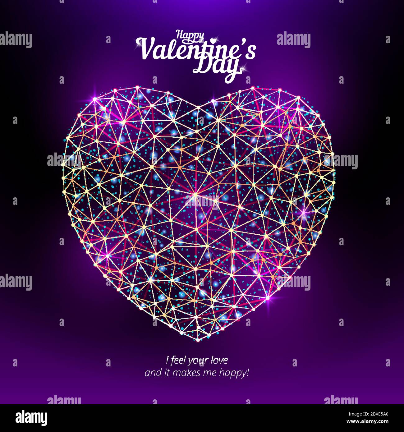Vector heart to Happy Valentine's Day consisting of polygons and points ...