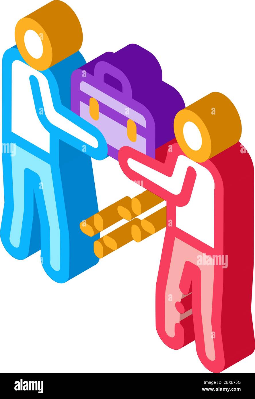 common work of two people isometric icon vector illustration Stock ...