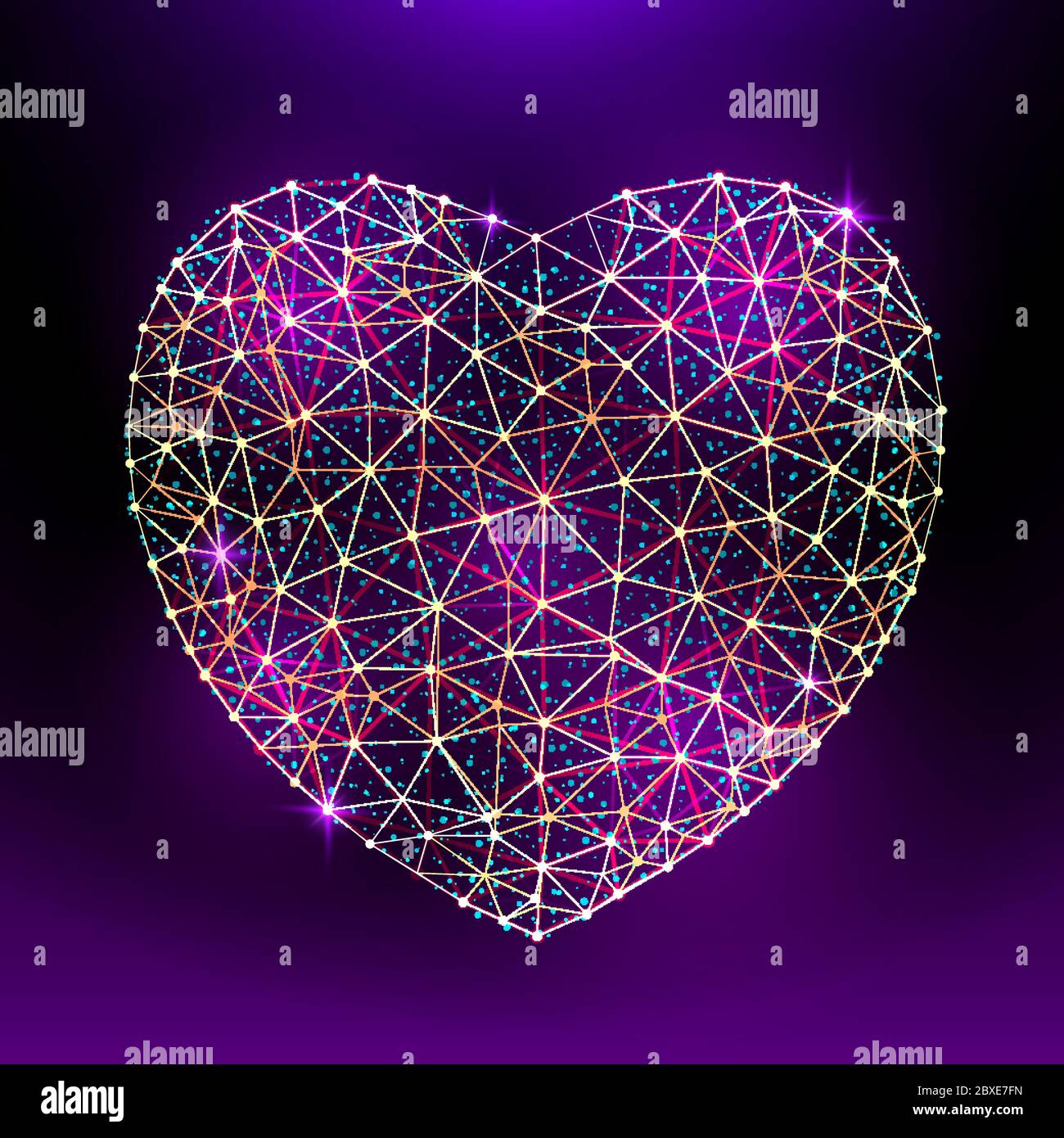 Vector heart to Happy Valentine's Day consisting of polygons and points ...