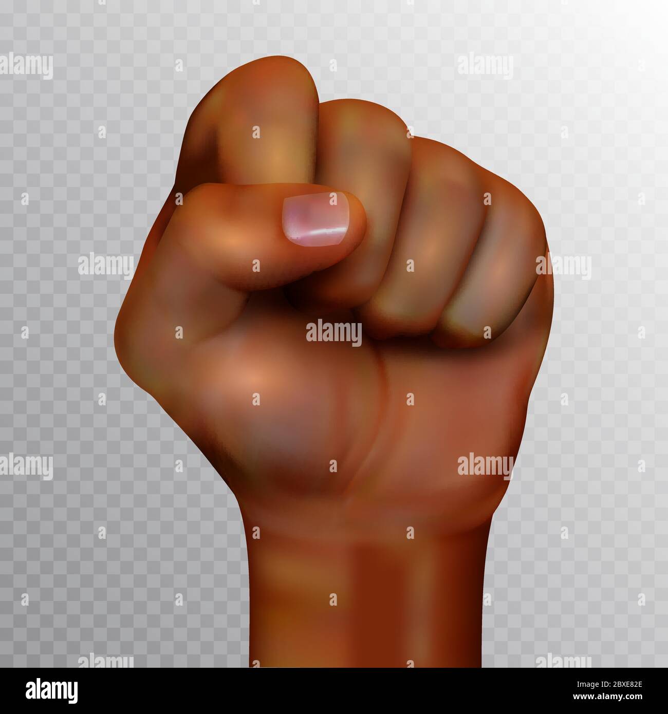 African american human fist raised up isolated on transparent ...