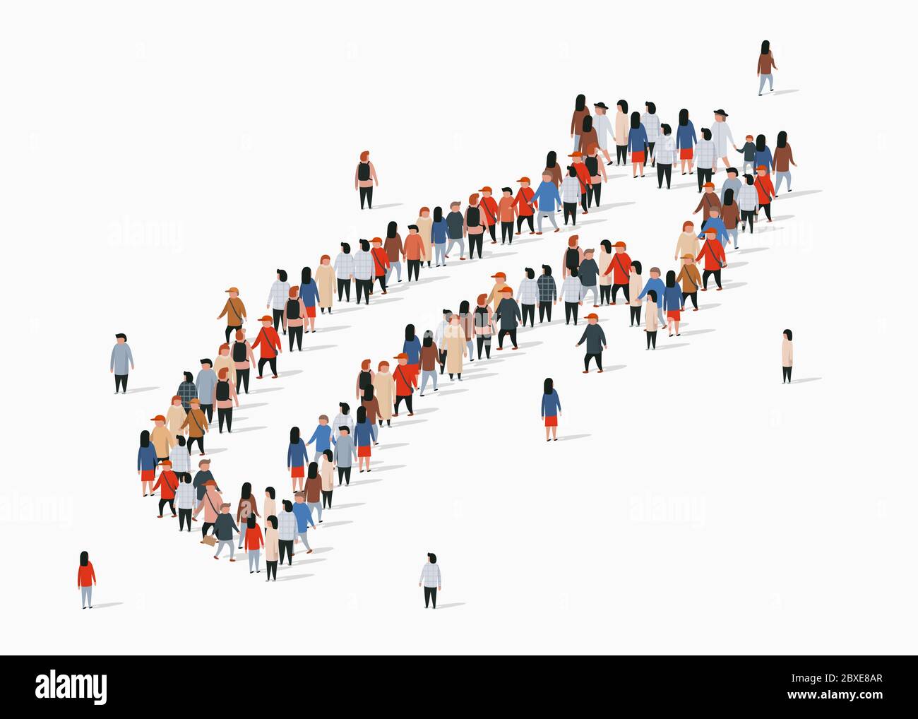 Large group of people in the shape of an arrow. Vector illustration ...