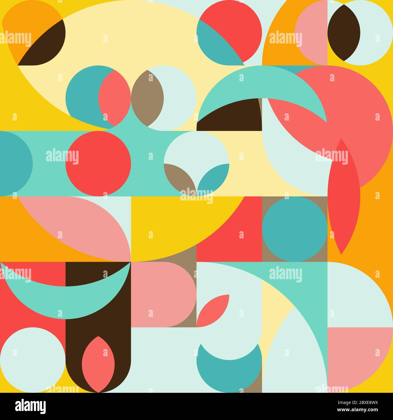 Seamless pattern in geometric pop style 70s. Abstract colorful ...