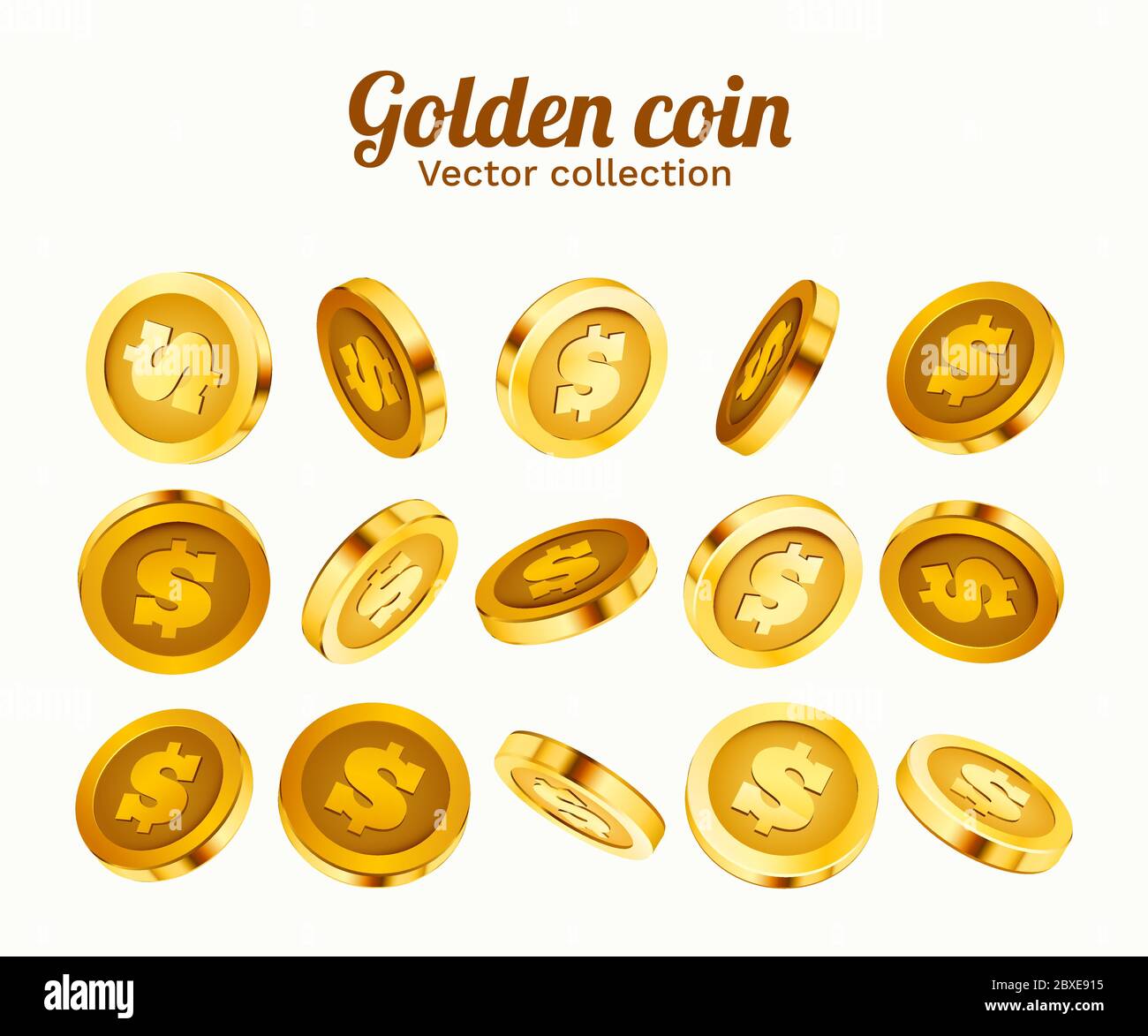 Golden coin rotation finance Stock Vector Images - Alamy