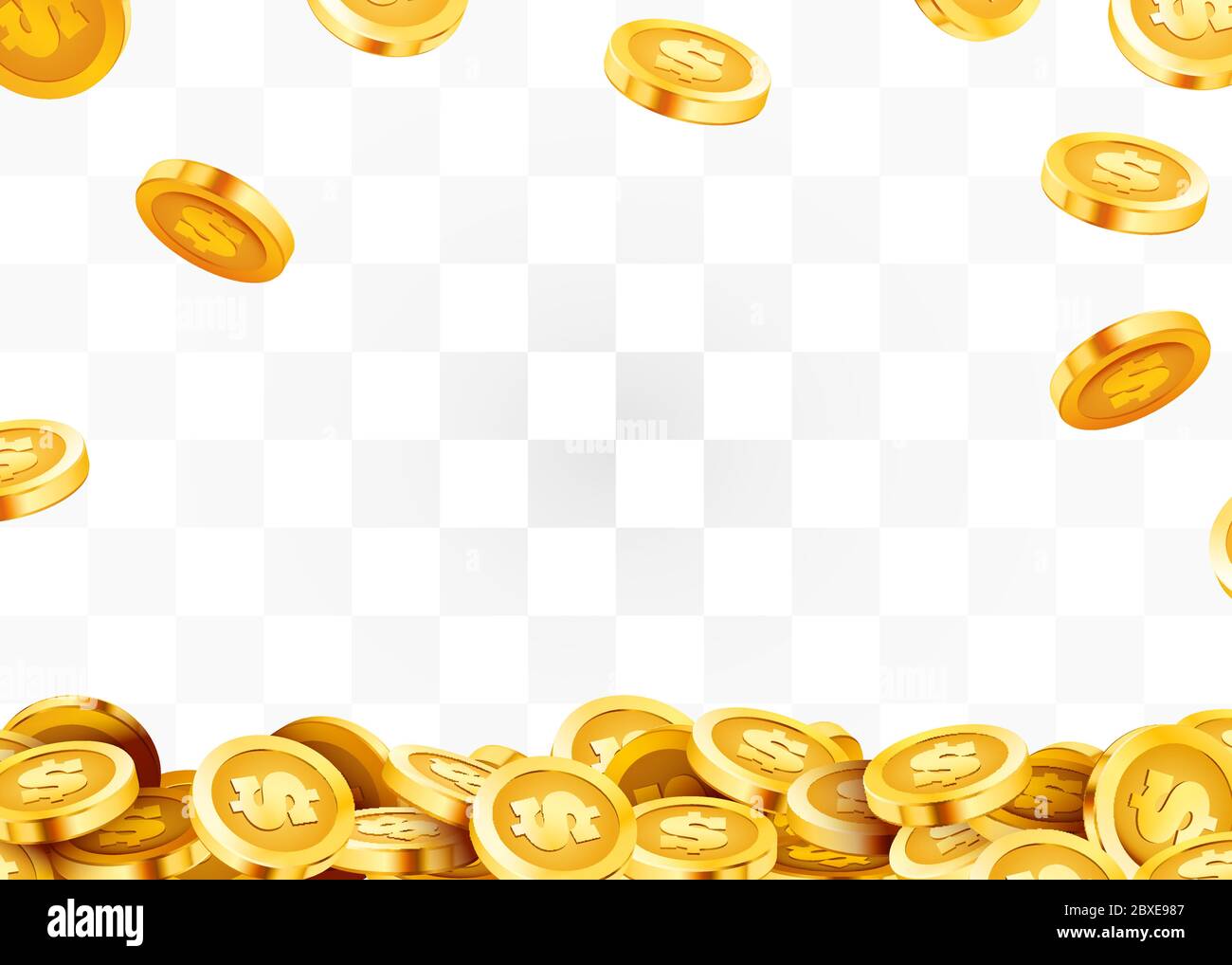 Falling coins, falling money, flying gold coins, golden rain. Jackpot ...