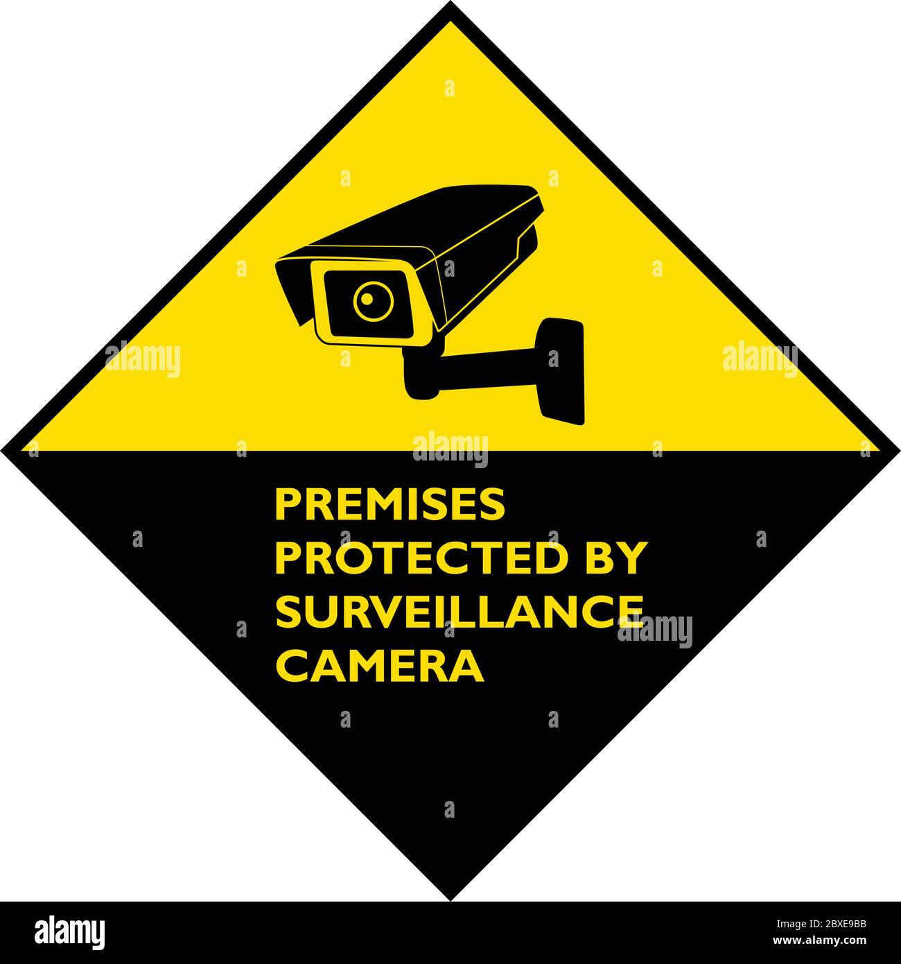 Attention premises protected by surveillance camera yellow diamond ...