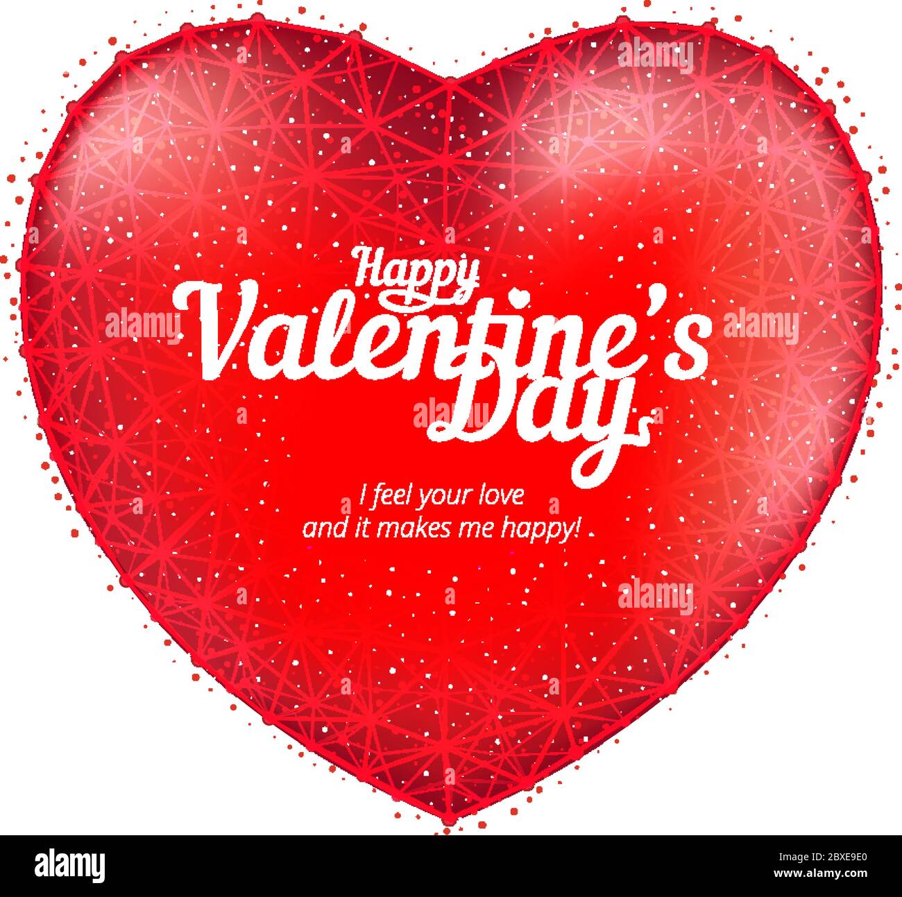 Red heart to Happy Valentine's Day consisting of polygons and points ...