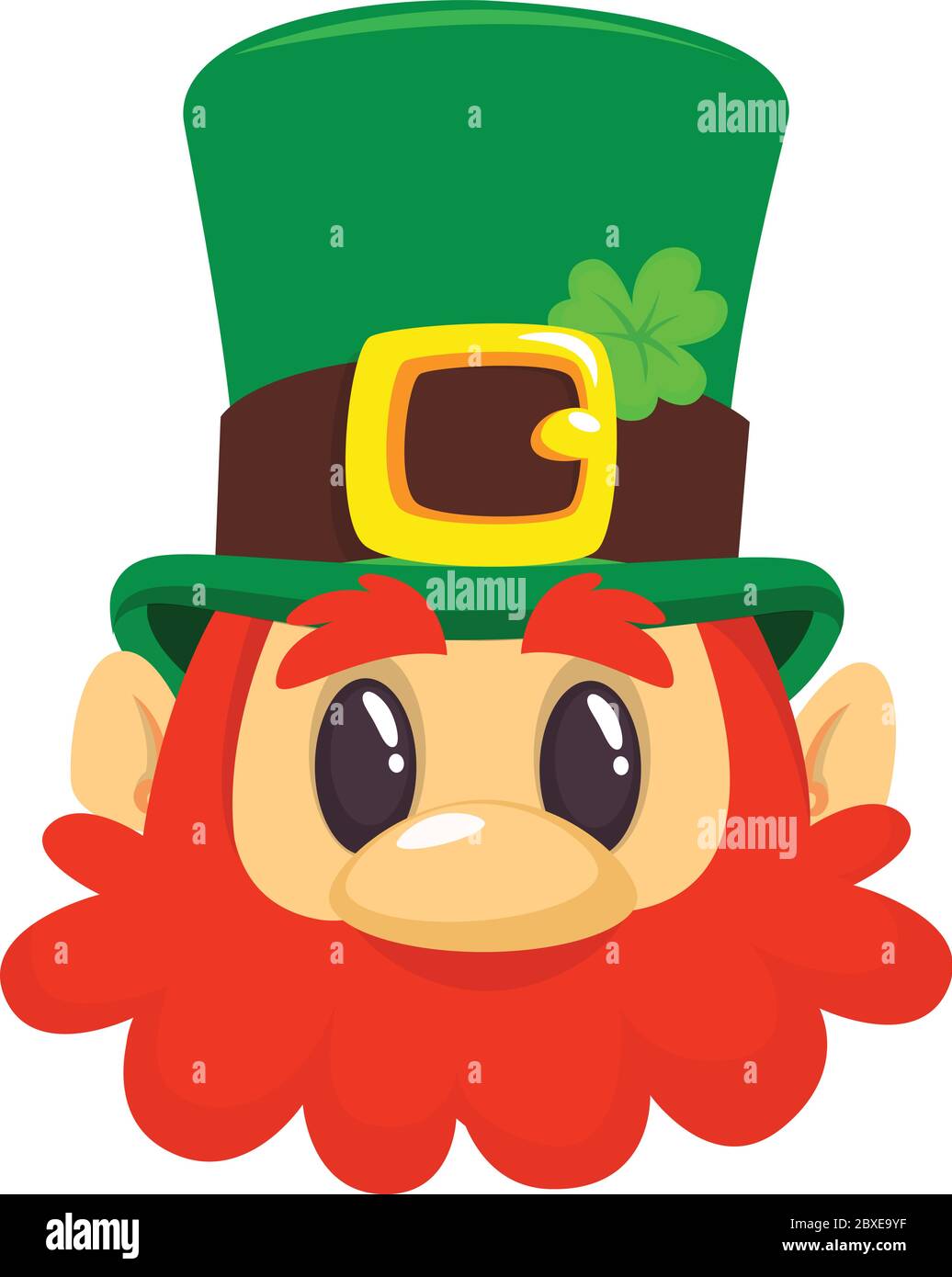 Leprechaun in green hat face. Head with Red beard. Portrait for St ...