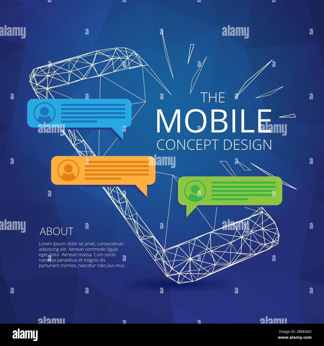 Mobile phone concept design with incoming messages in triangular modern ...