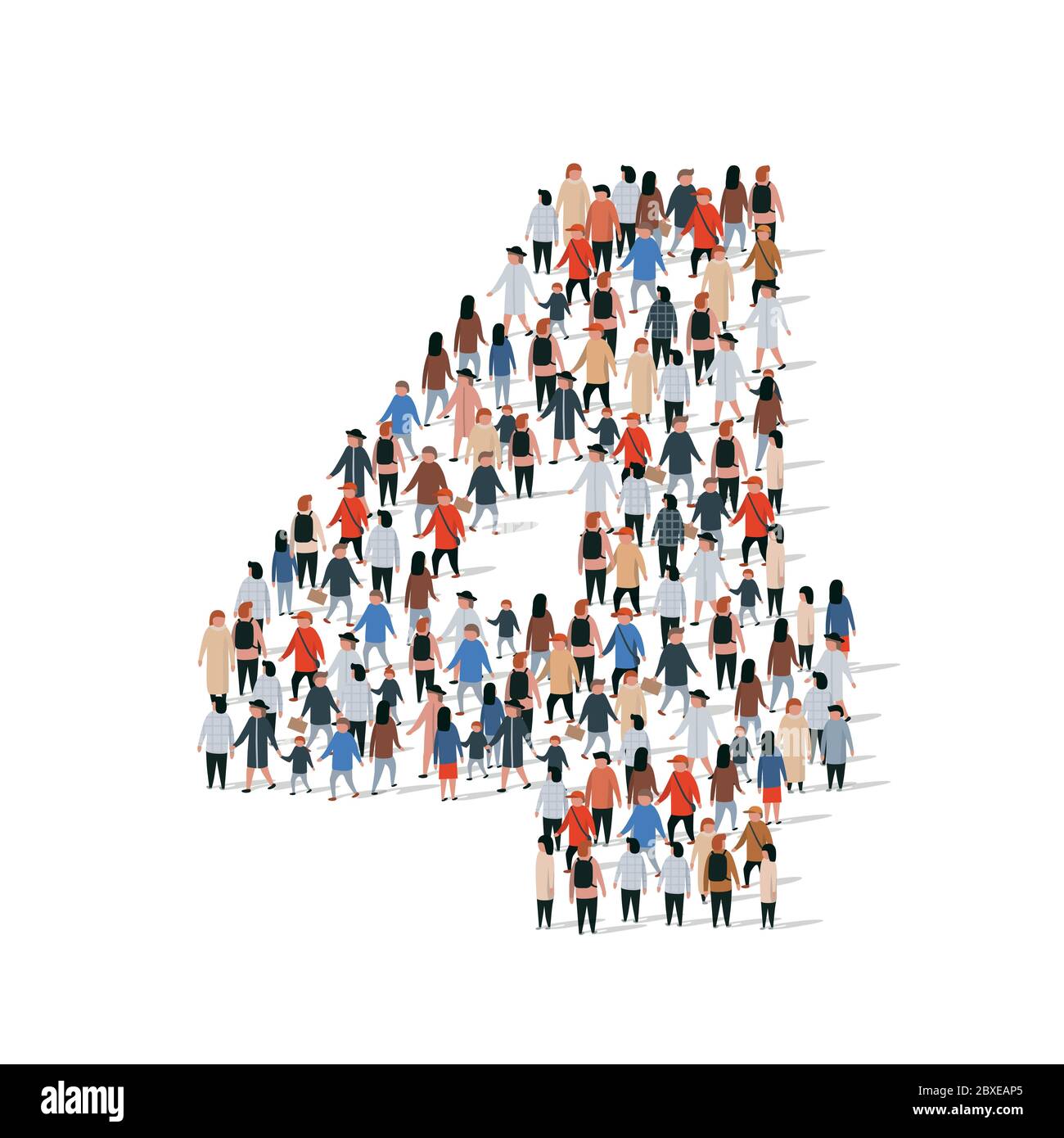 Large group of people in number 1 one form. Vector illustration Stock ...
