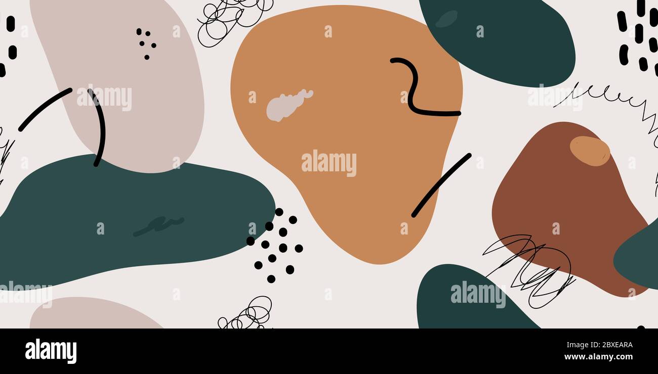 Brown, muted seamless pattern in a minimalist style. Abstract autumn ...