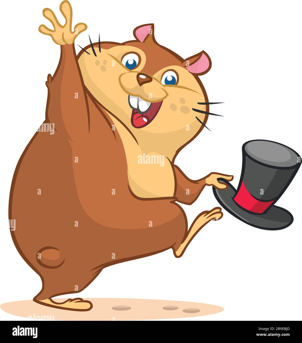 Illustration of cartoon groundhog character holding mayor hat. Walking ...