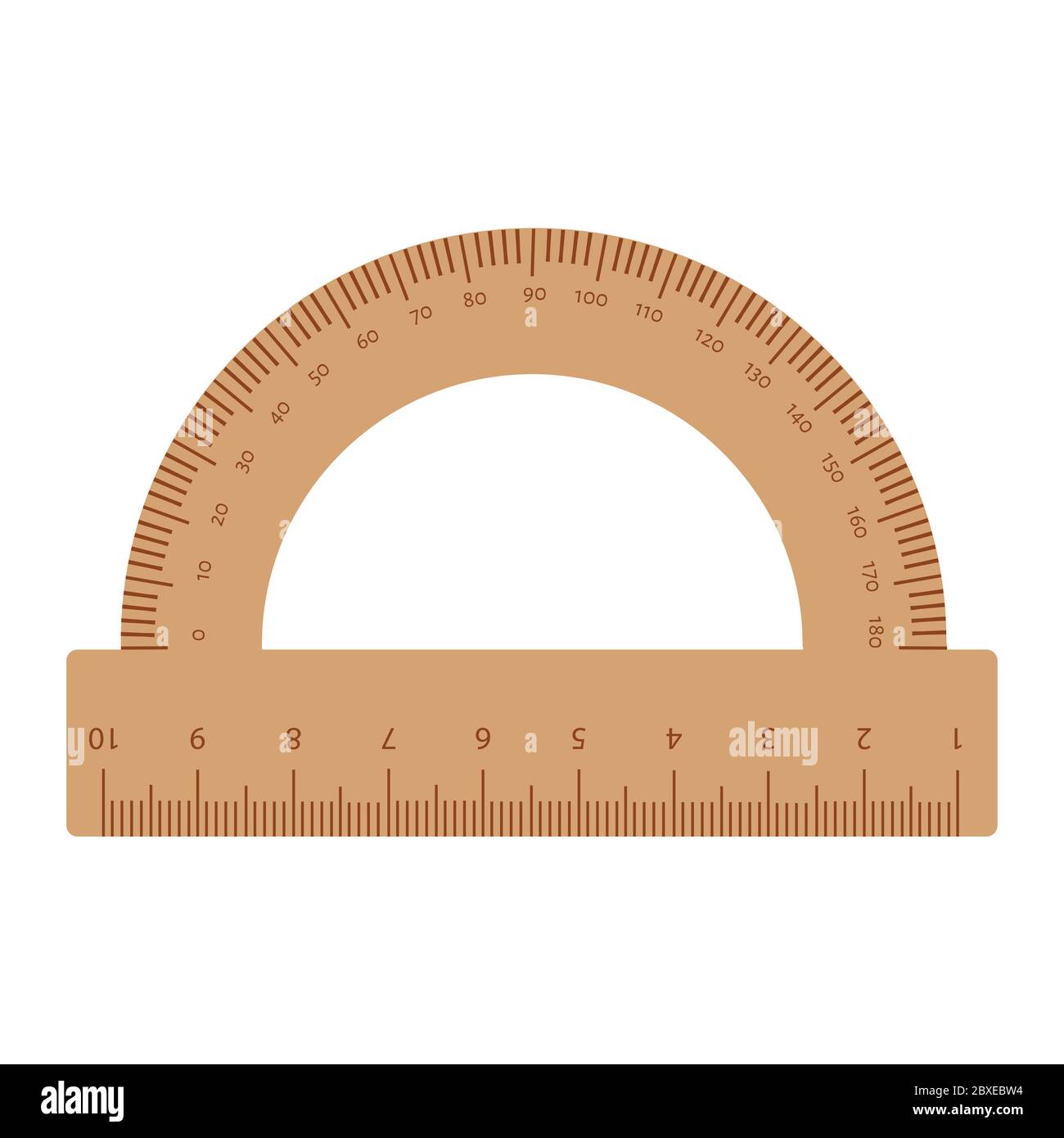 Wooden ruler protractor vector. Metric Imperial. Centimeter. Classic ...