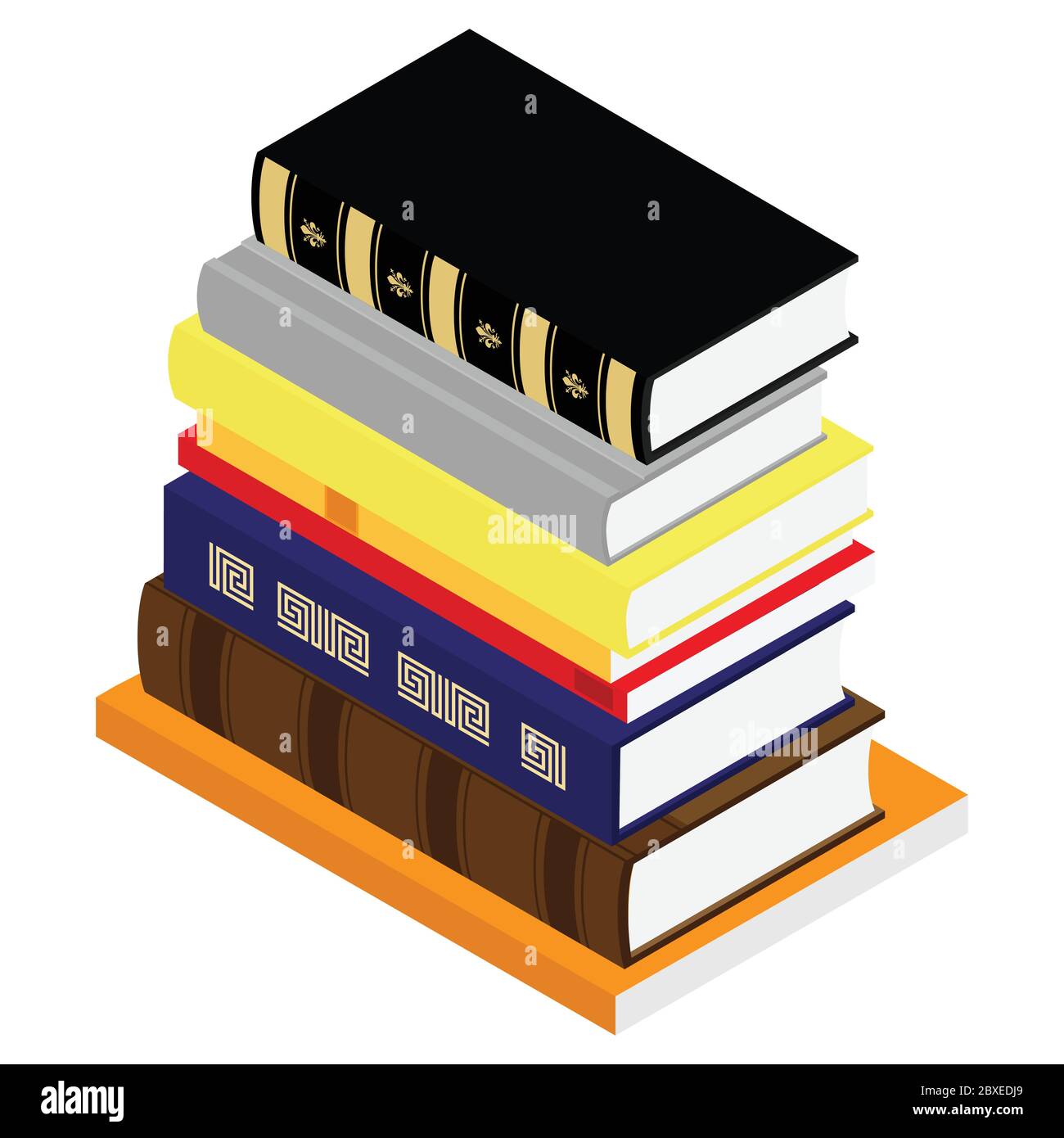 Stack of books isometric view isolated on white background Stock Vector ...