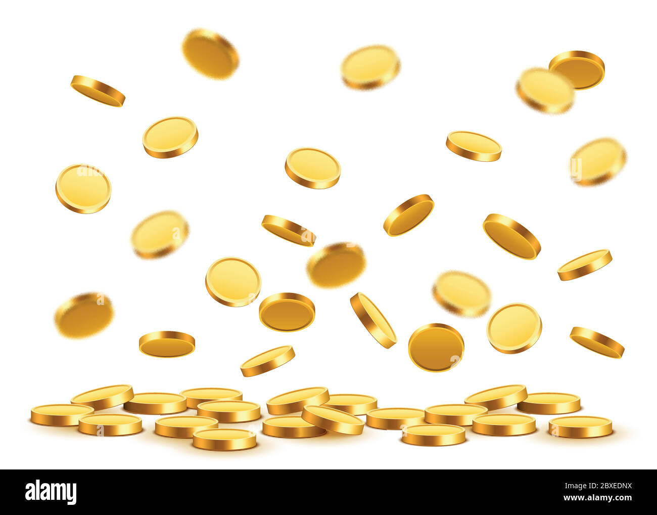Falling coins, falling money, flying gold coins, golden rain. Jackpot ...